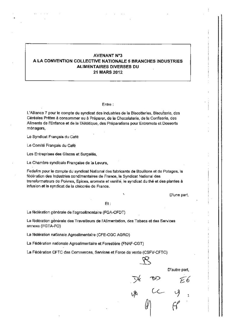 Avenant N°3 à la convention collective nationale - L'Alliance 7